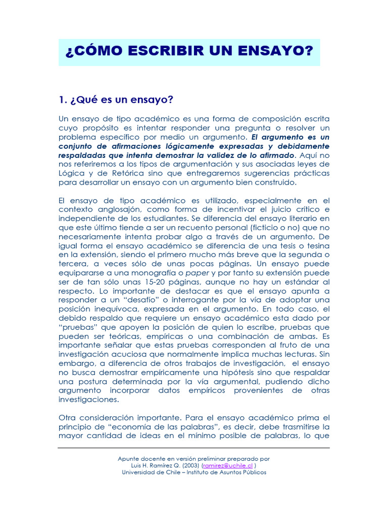 Como_escribir_un_ensayo[1] | PDF | Ensayos | Argumento