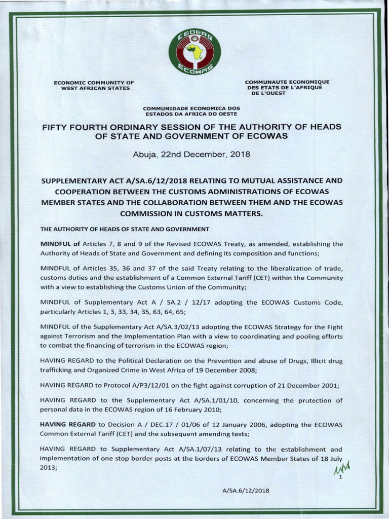 Sup Act Mutual Cooperation Customs Adm 2018 Eng | PDF | Customs ...