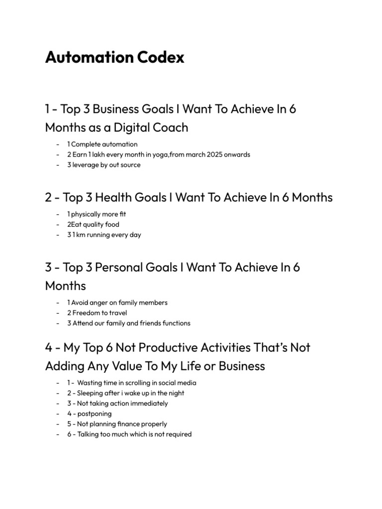 6-Month Goal Setting for Digital Coaches | PDF