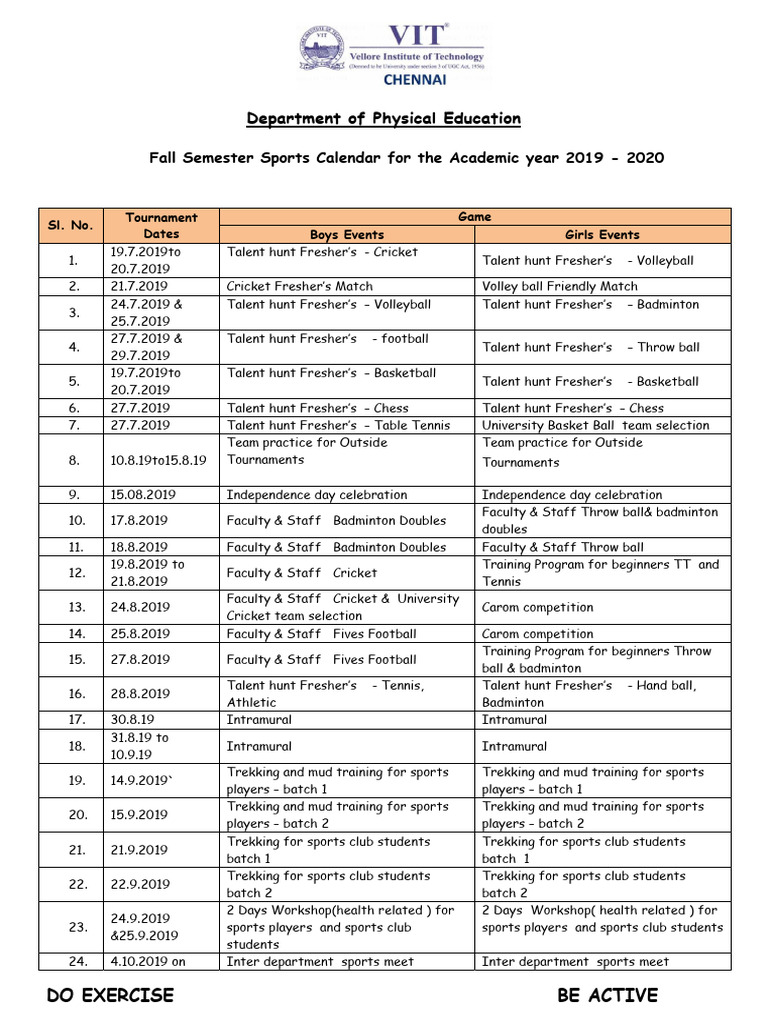 Sports Calendar Fall Sem Calendar 2019-2020 | PDF | Summer Olympic ...