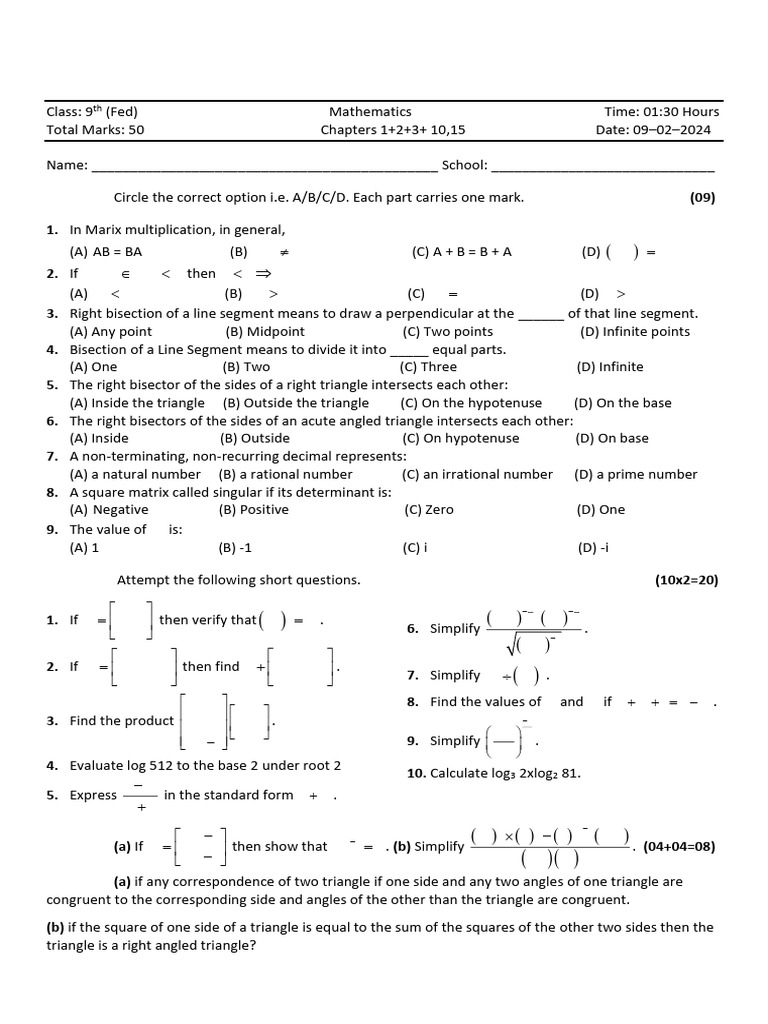 9-Math 1+2+3 10 and 15 | PDF | Euclidean Plane Geometry | Elementary Geometry