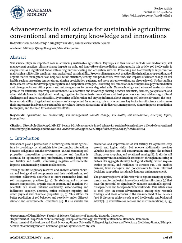 Advancements in Soil Science For Sustain | PDF | Soil | Agriculture