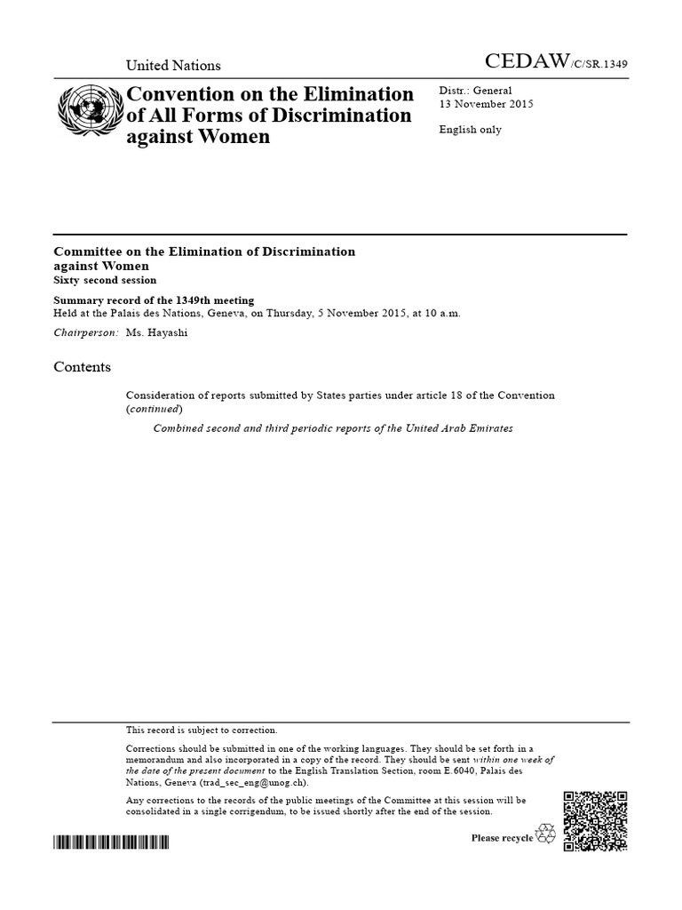 CEDAW_C_SR.1349-EN | PDF | Human Trafficking | Convention On The ...