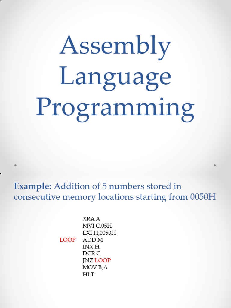 Assembly Language Programming Lec 13 Pdf Computer Architecture Computer Engineering