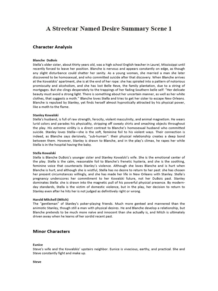 A Streetcar Named Desire Analysis | PDF