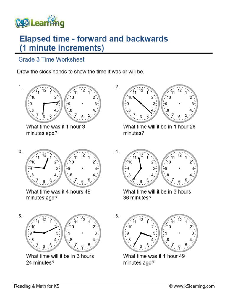 Grade 3 Elapsed Time 1 Minute Increments F | PDF