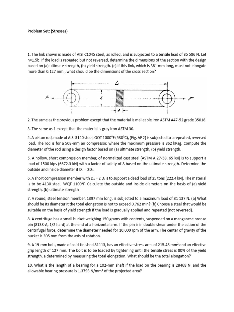Problem Set 1 Simple Stresses | PDF | Strength Of Materials | Ultimate ...