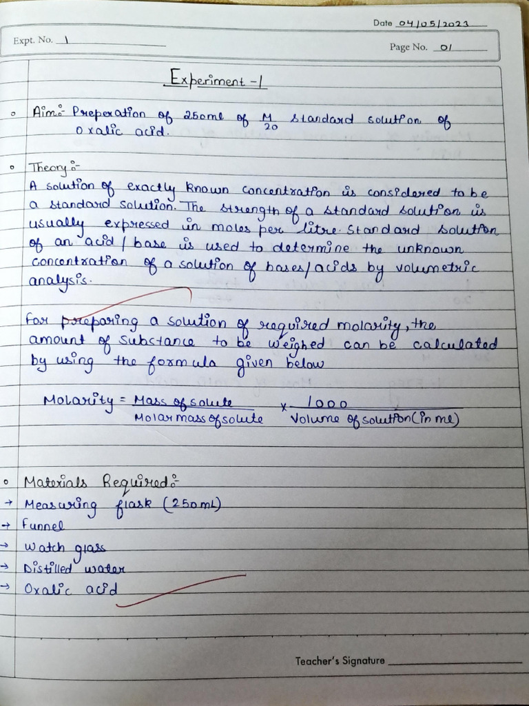 Chemistry Practicals | PDF
