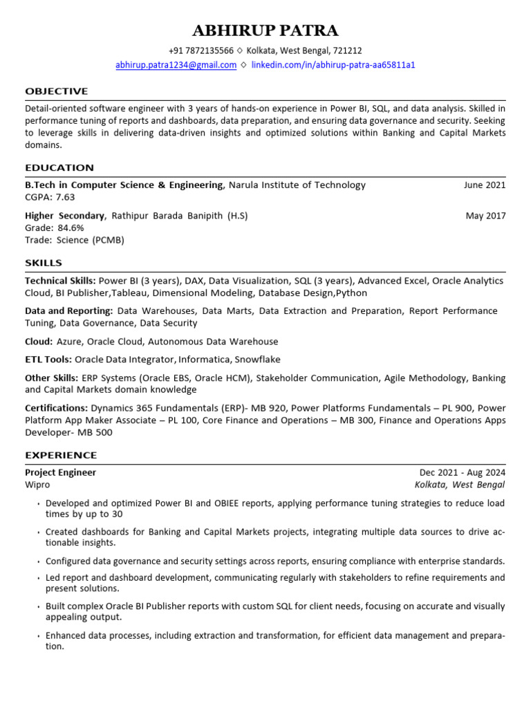 Abhirup_patra_Data_Analyst | PDF | Oracle Corporation | Data