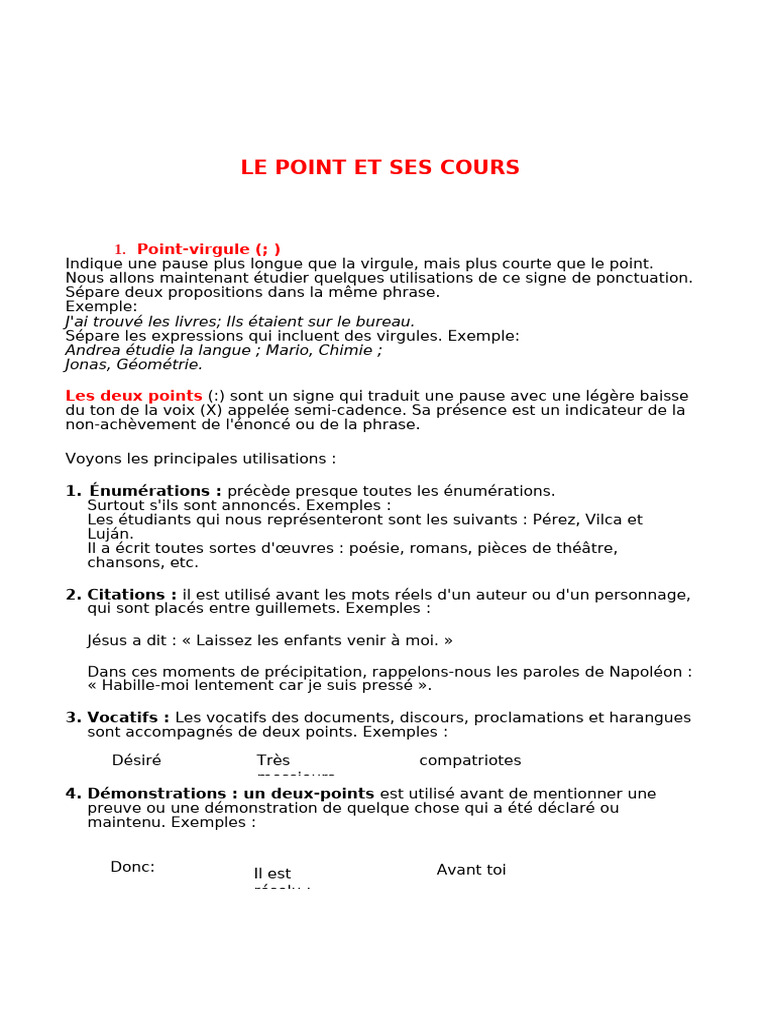 Utilisations du point-virgule et deux-points | PDF | Mécanique du ...