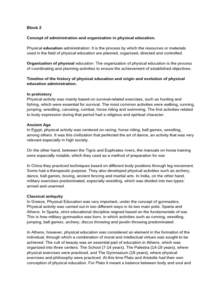 Block 2 Origin and Evolution of Administration in Physical Education ...