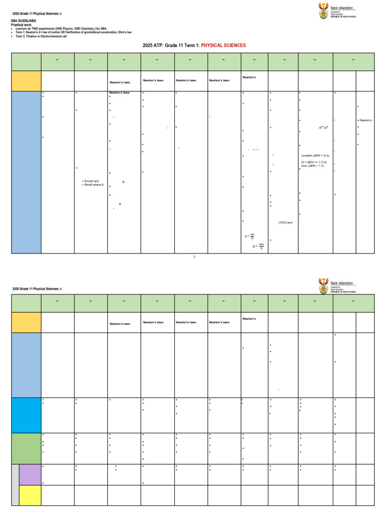 Revised 2025 Grade11 Phys Sci National Annual Teaching Plan Eng | PDF ...