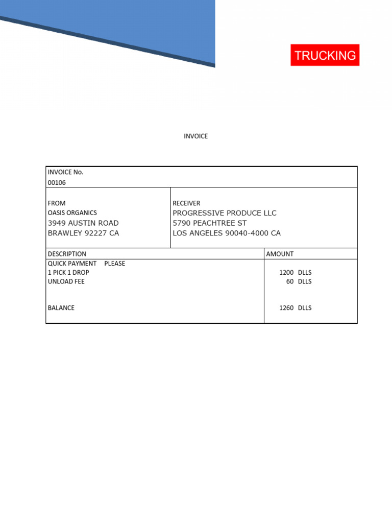 Invoice 106 Load 612229 | PDF