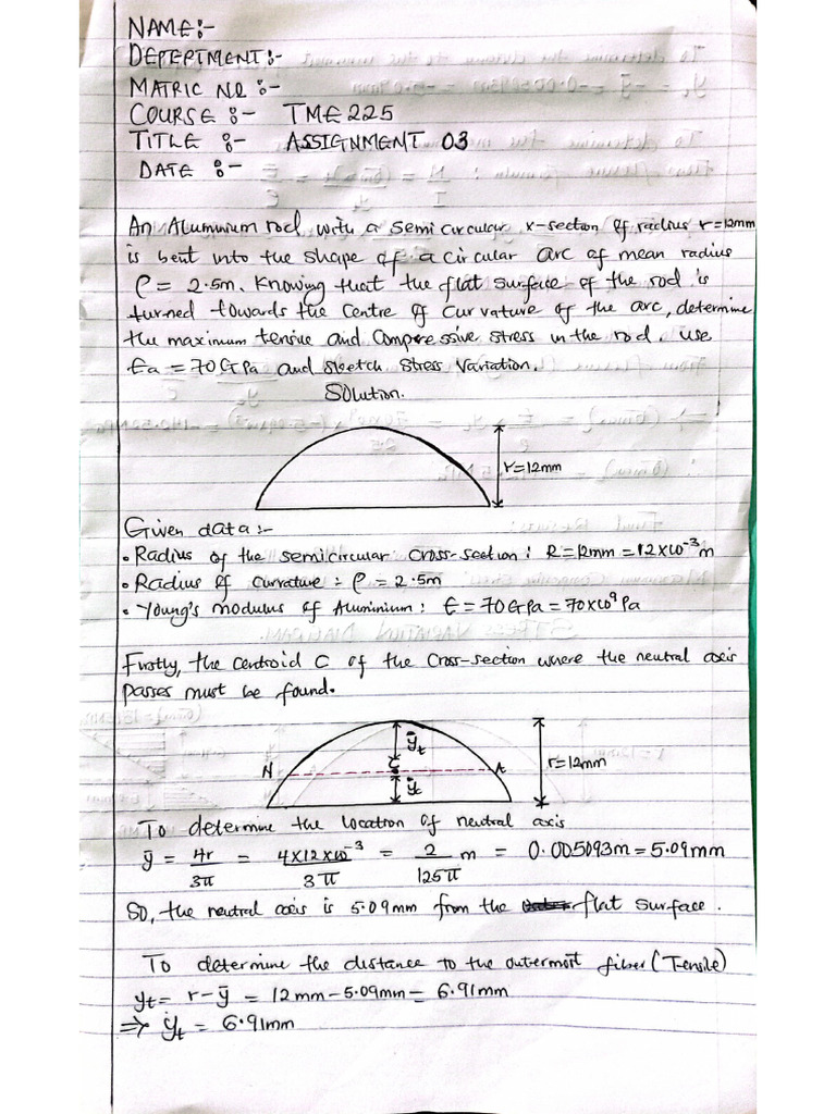 TME 225 ASSIGNMENT 3 SOLUTION | PDF