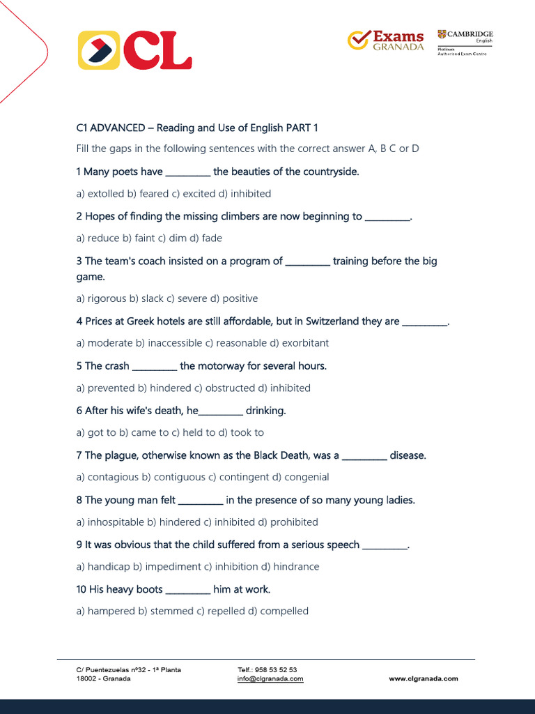 C1 Advanced Reading Gap Exercises | PDF