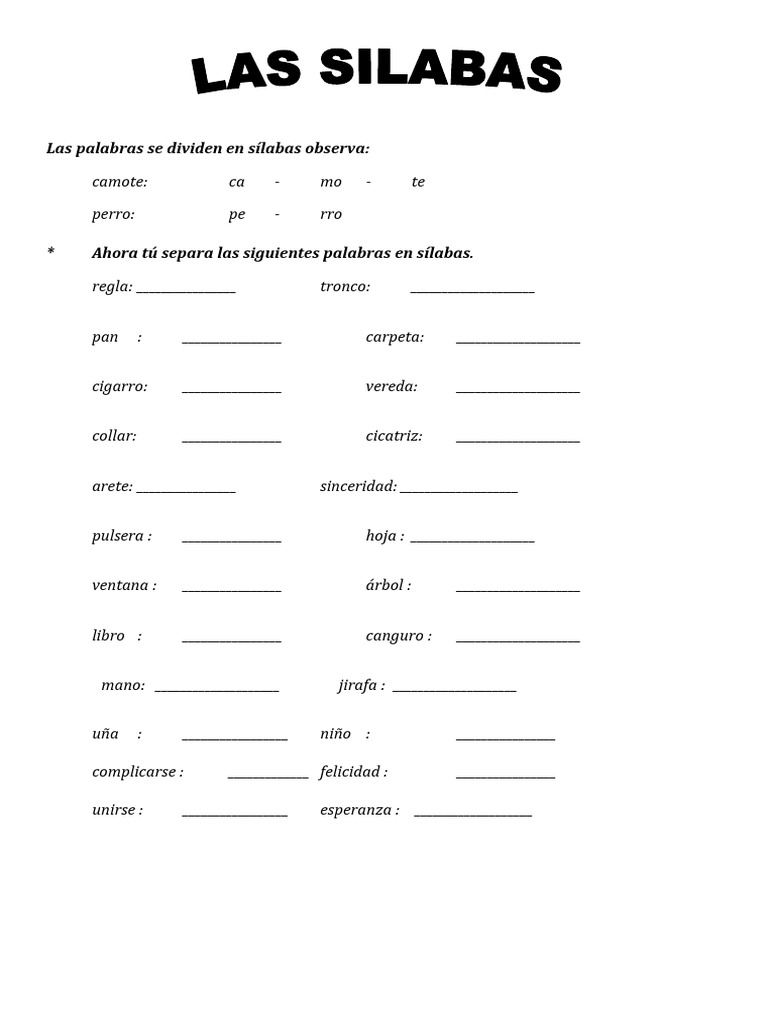 Las Silabas para Segundo de Primaria | PDF | Sílaba