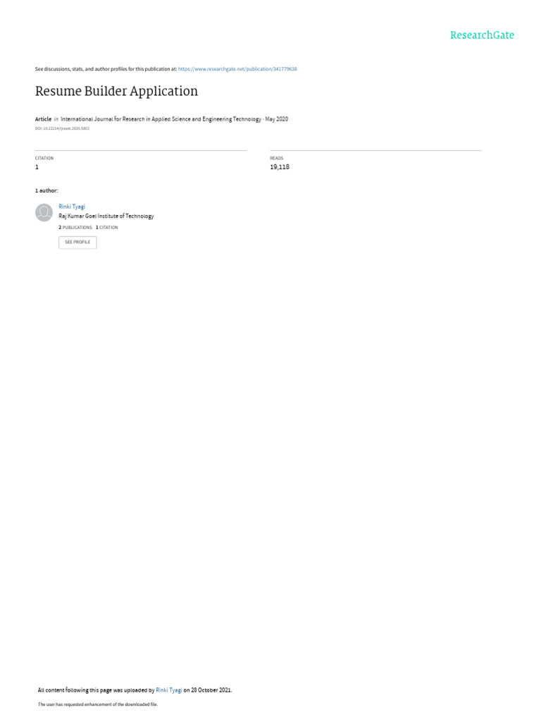 Resume Builder Application | PDF | Android (Operating System) | Résumé