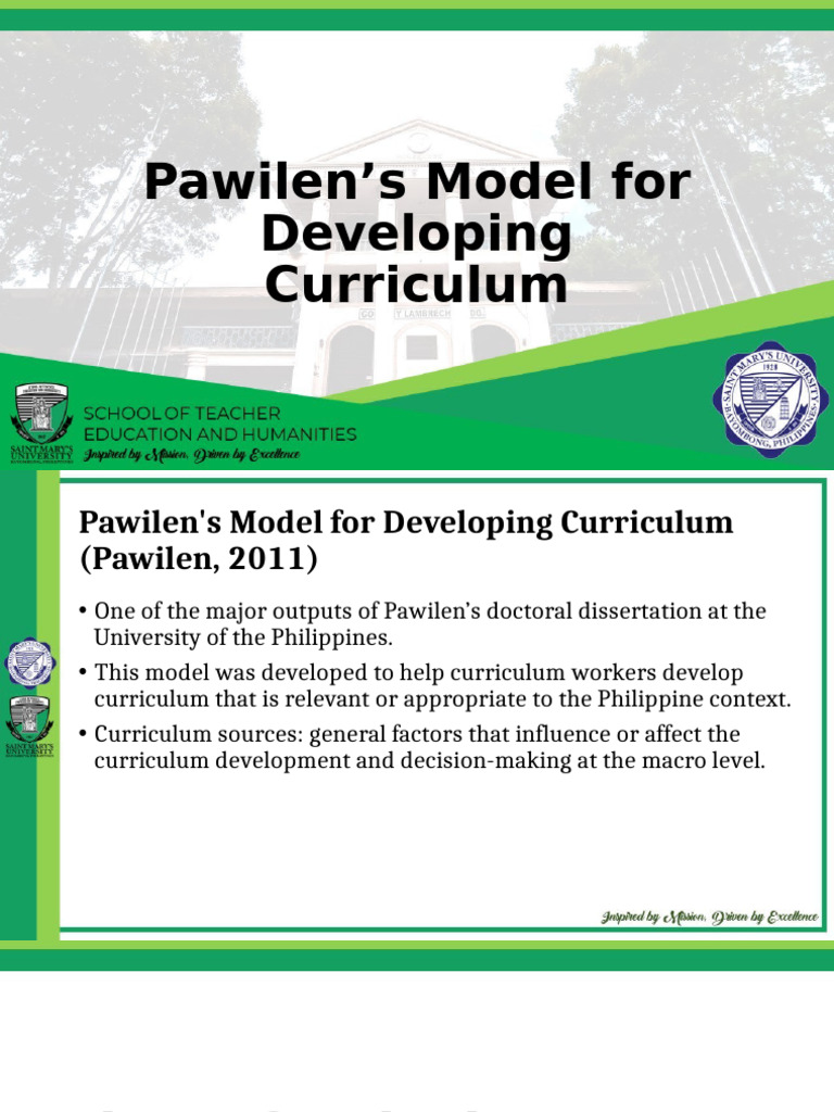 Pawilens Model For Developing Curriculum Final | PDF | Curriculum | Behavior Modification
