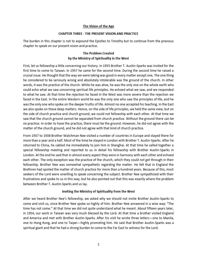 Ch3-The Present Vision and The Practice 1 | PDF | Paul The Apostle ...