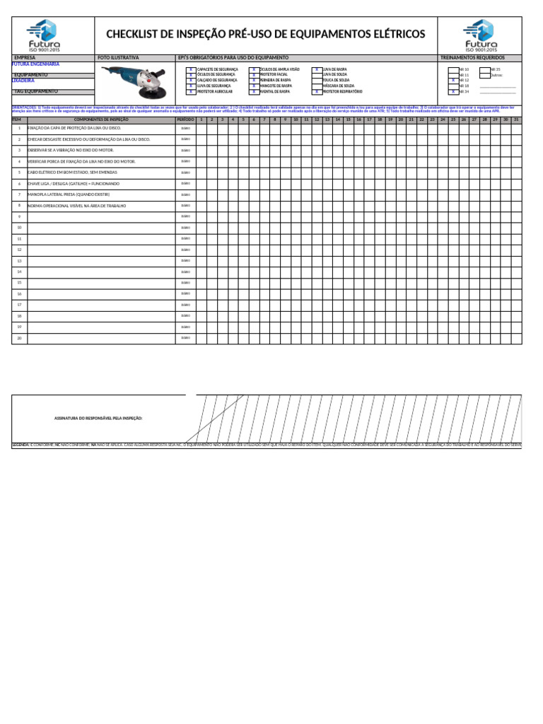 Modelo Checklist de Ferramentas | PDF | Capacete