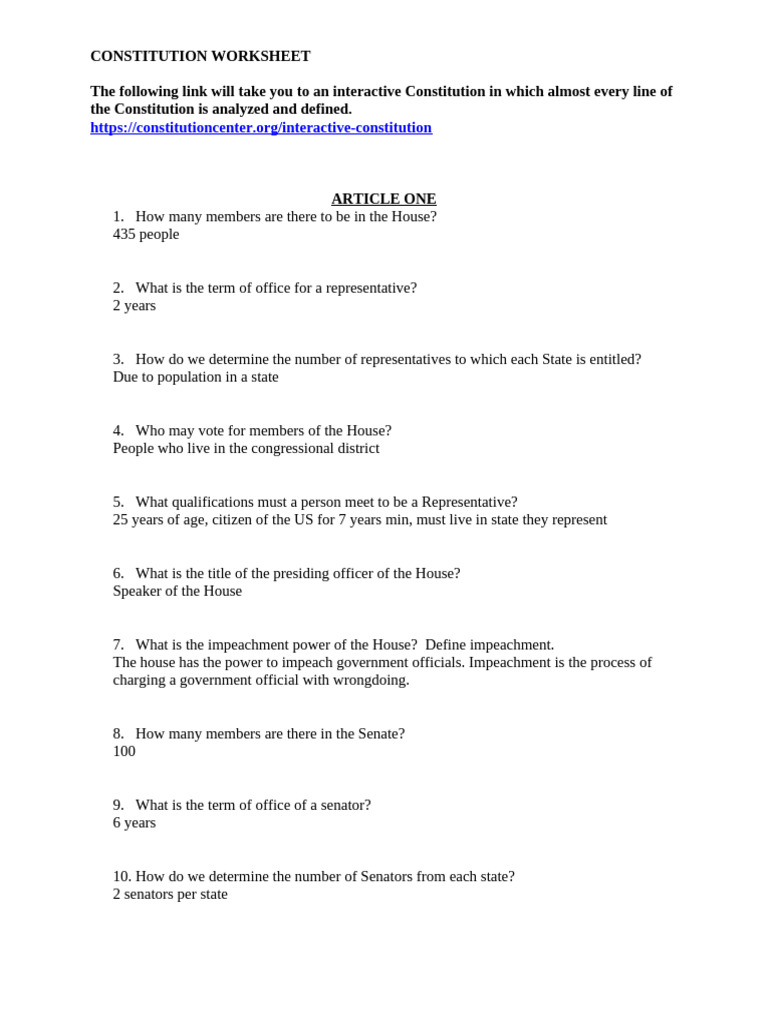 Constitution Packet Fin | PDF | Presidents Of The United States ...