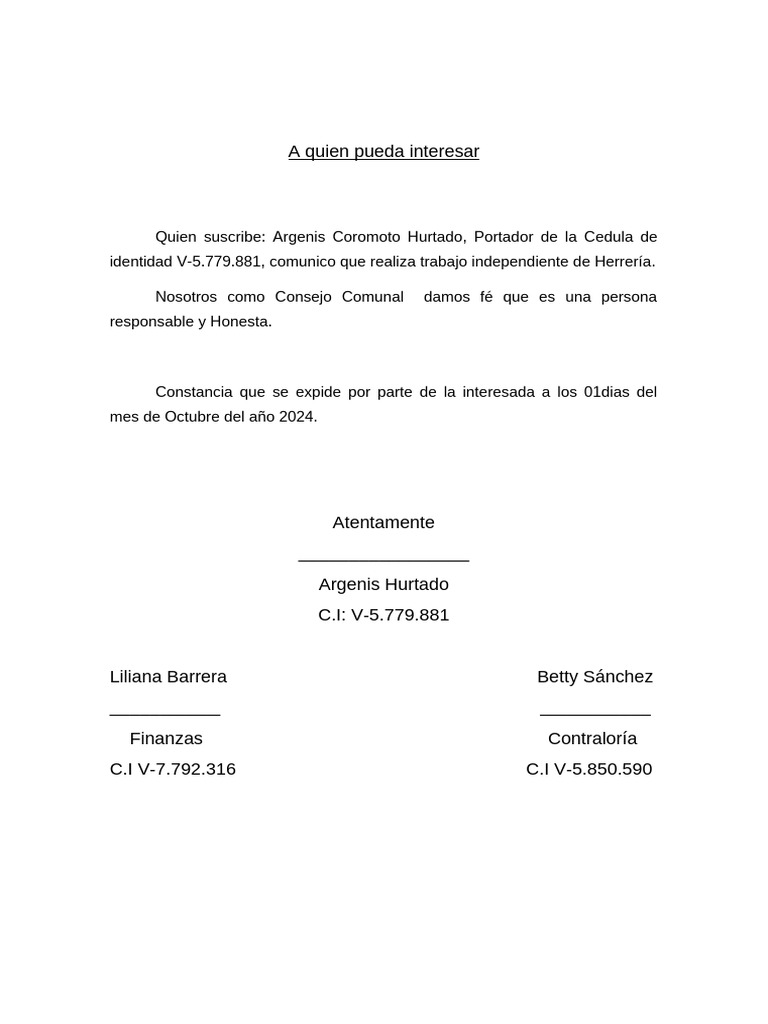 A Quien Pueda Interesar | PDF