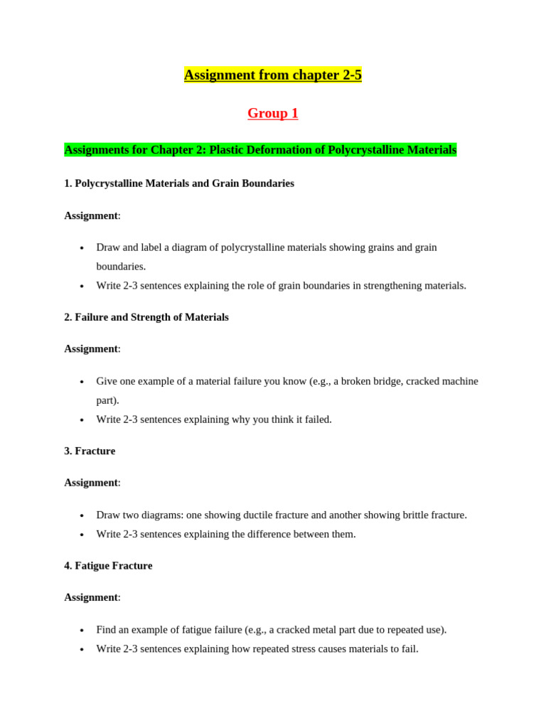 Assignment From Chapter 2-5 | PDF | Stainless Steel | Steel