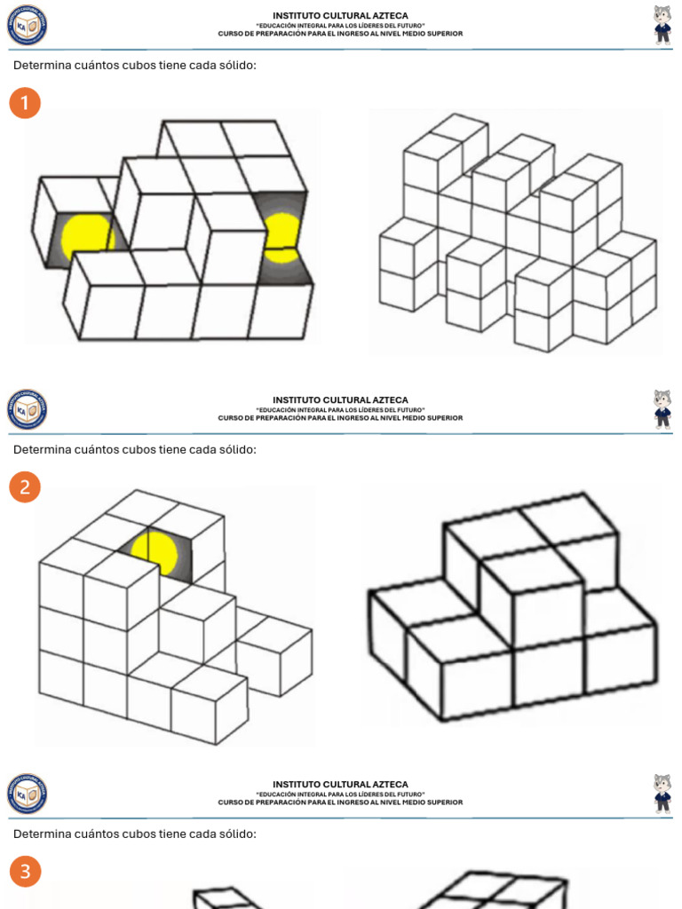 Habilidad Matemática. Ejercicios Conteo Cubos y Caras. | PDF