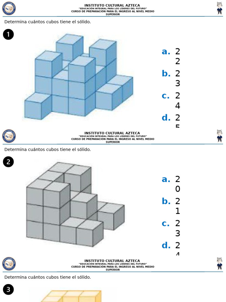 Habilidad Matemática. Evaluación Conteo cubos y caras. | PDF ...