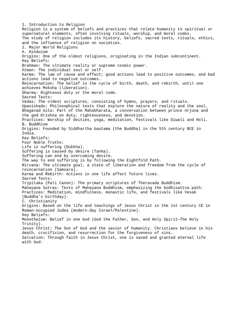 Overview of Major World Religions | PDF