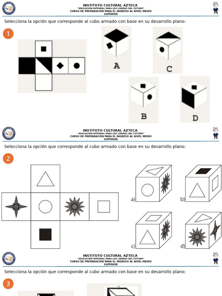 Habilidad Matemática. Ejercicios Desarrollo plano de cubos. | PDF