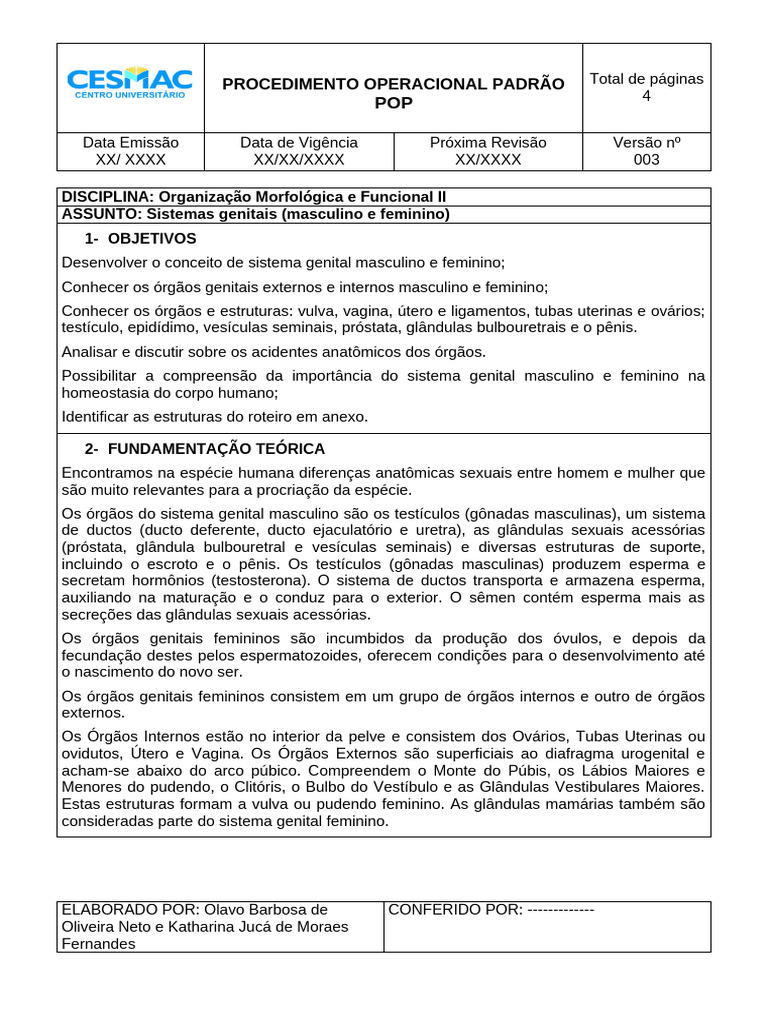PAP OMF 2 Sistemas Genitais - Novo | PDF | Órgão sexual | Sistema reprodutivo