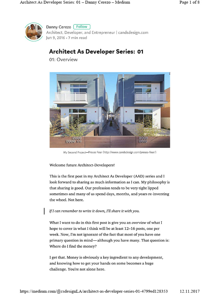 Architect As Developer Series 01 | PDF
