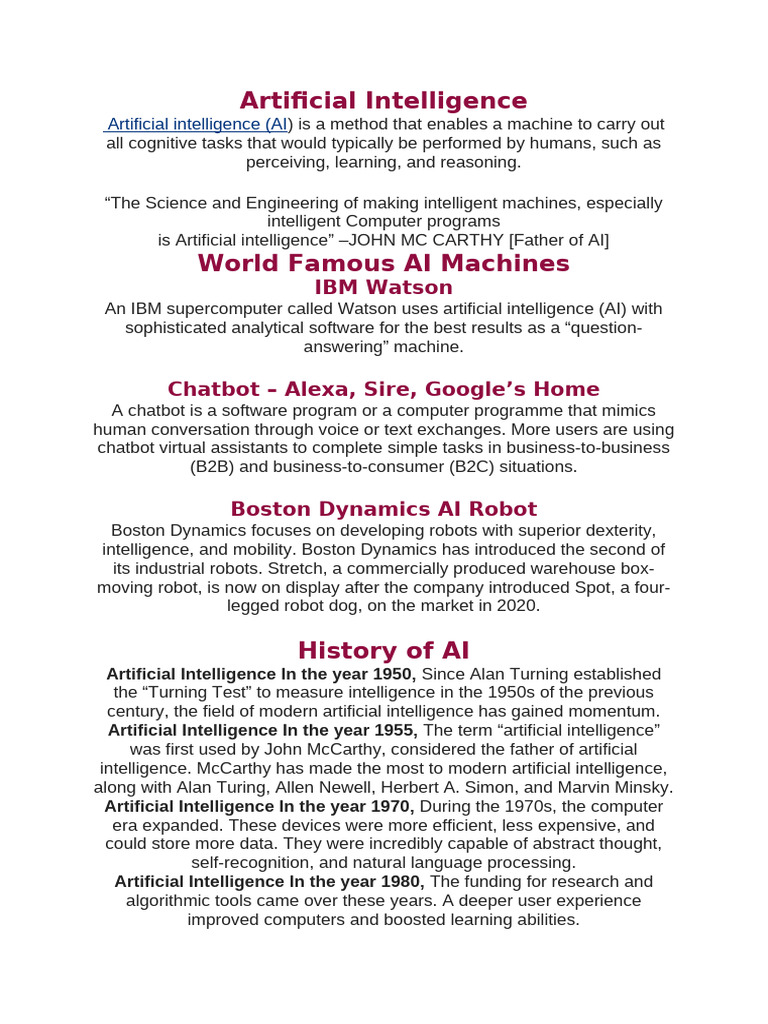 Artificial Intelligence Introduction | PDF | Machine Learning | Deep Learning