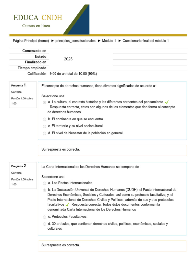 Los Principios Constitucionales de Derechos Humanos en El Servicio Público-Cuestionario Final ...