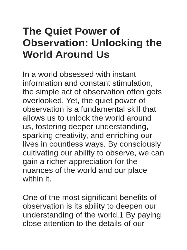 The Power of Observation Skills | PDF | Empathy | Creativity