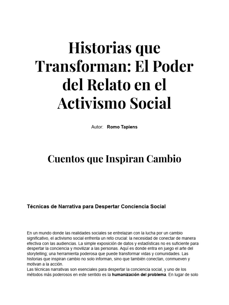 Historias Que Transforman_ El Poder Del Relato en El Activismo Social ...