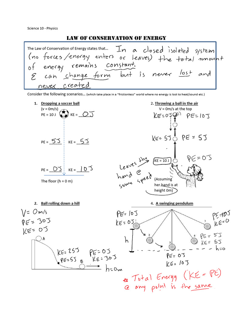 Conservation of Energy Practice Worksheet | PDF | Kinetic Energy ...