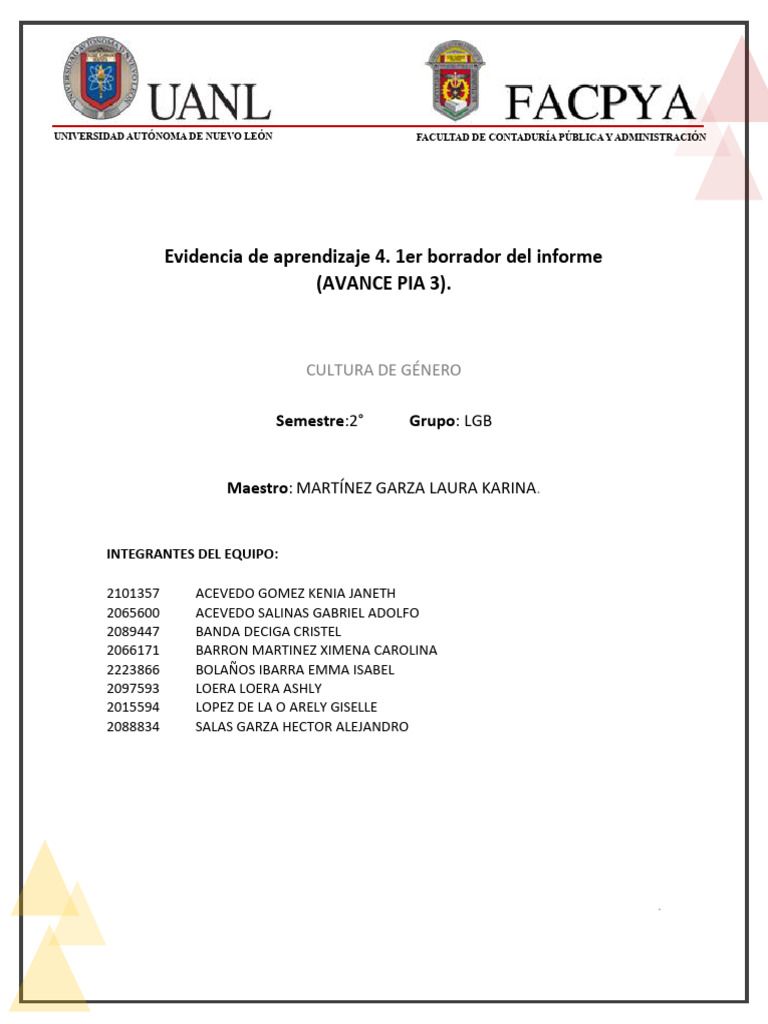 Evidencia 2 - 3.1 Equipo 1 Cultura de Genero | PDF | Igualdad de género | Estudios de género