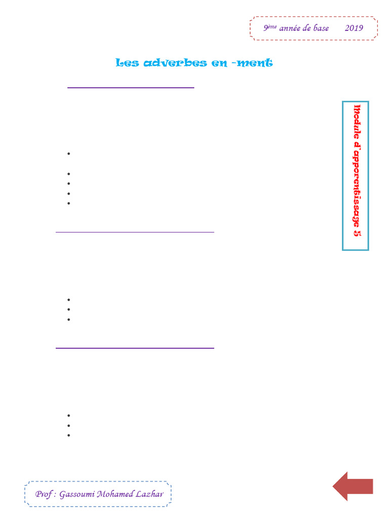Adverbes en -ment : Formation et Liste | PDF | Adverbe | Lexical semantics
