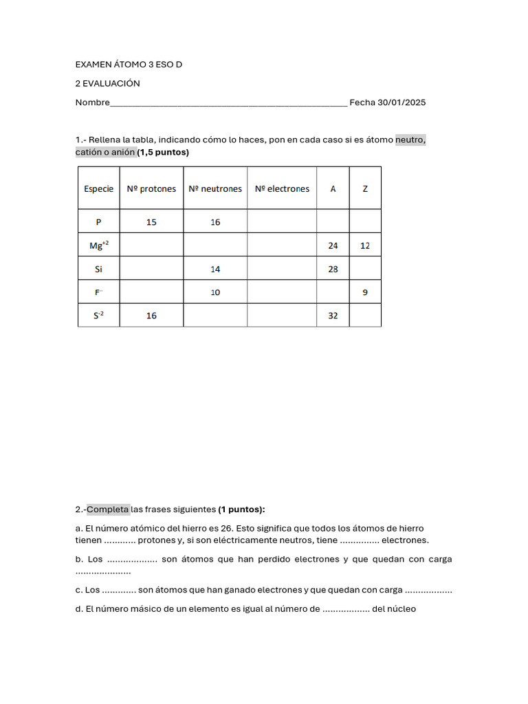 Ex3 Eso Atomo 25 | PDF