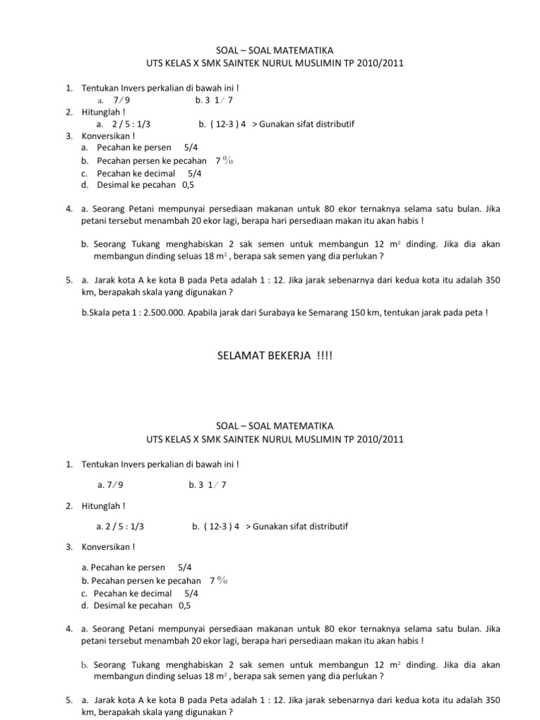 SOAL SMK X Uts | PDF | Metode & Bahan Ajar
