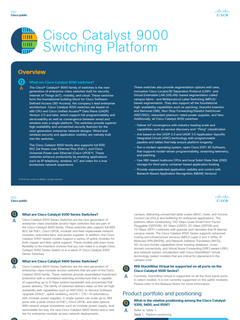 Cisco Catalyst 9000 Switches Overview | PDF | Network Switch | Computer ...