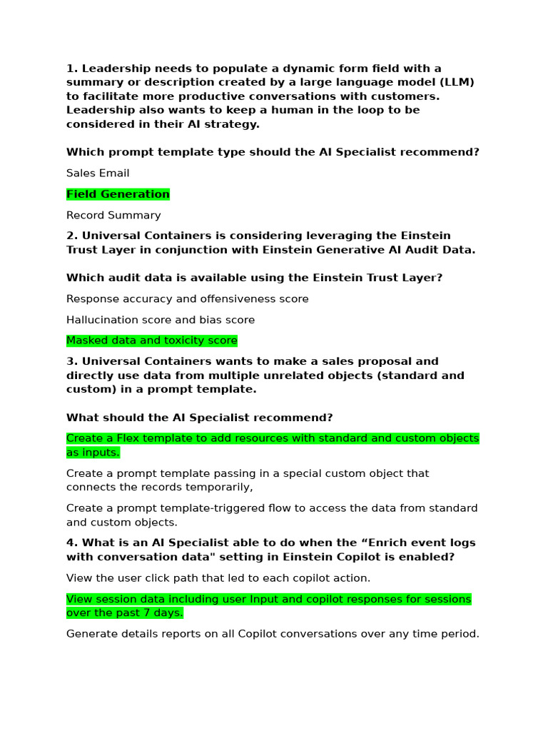 SFDC Ai Specialist Sample Qna | PDF | Artificial Intelligence | Intelligence (AI) & Semantics