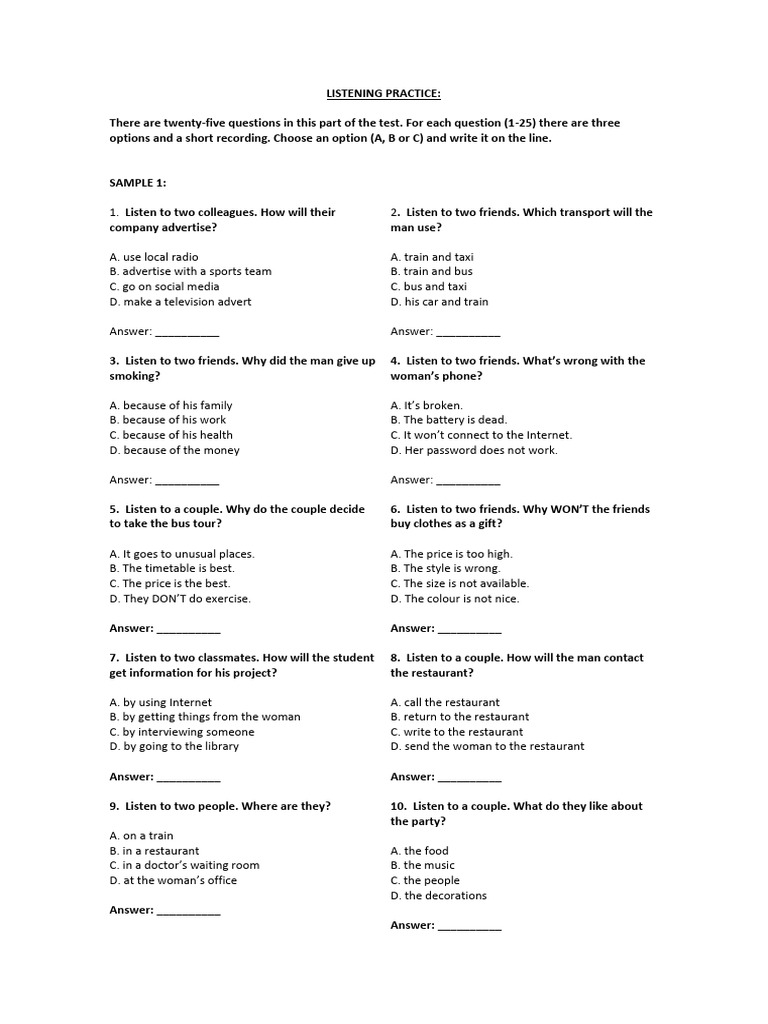 Listening Sample 1 | PDF