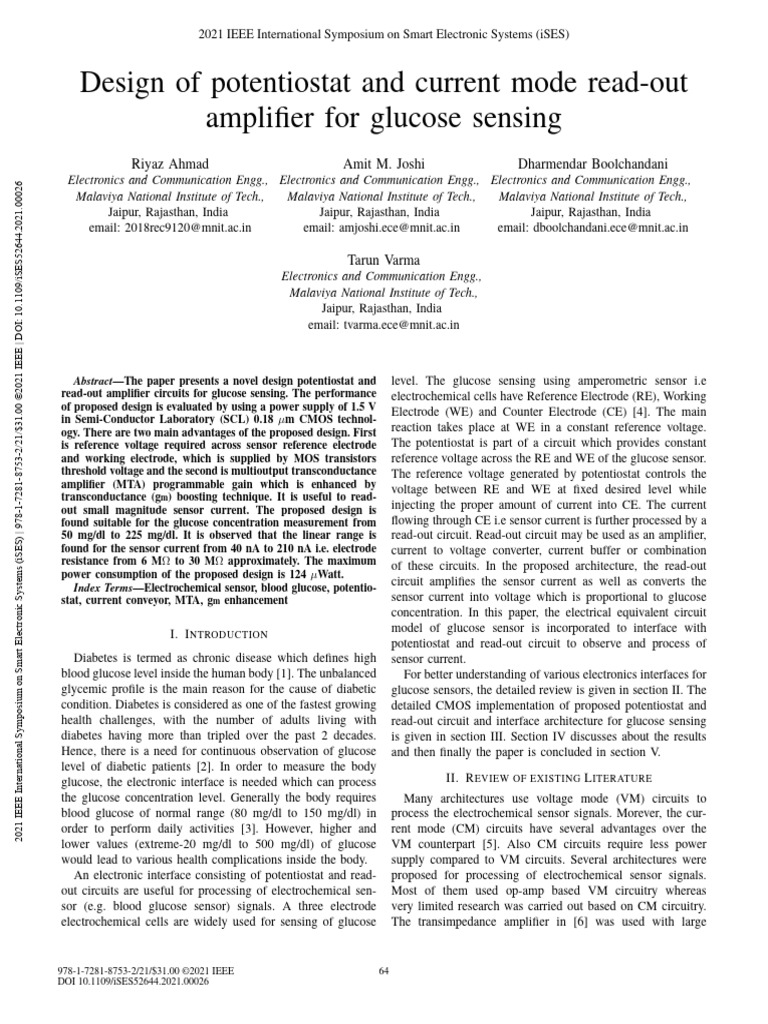 Potentiostat Design for Glucose Sensing | PDF | Sensor | Mosfet