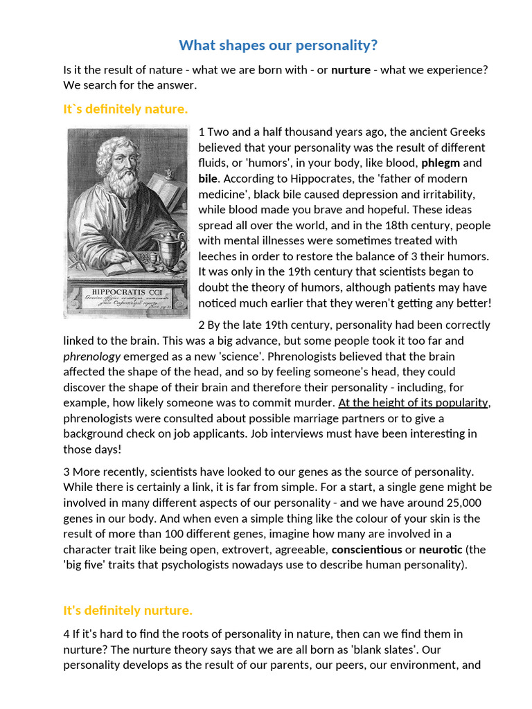 What Shapes Our Personality | PDF | Psychology | Behavioural Sciences