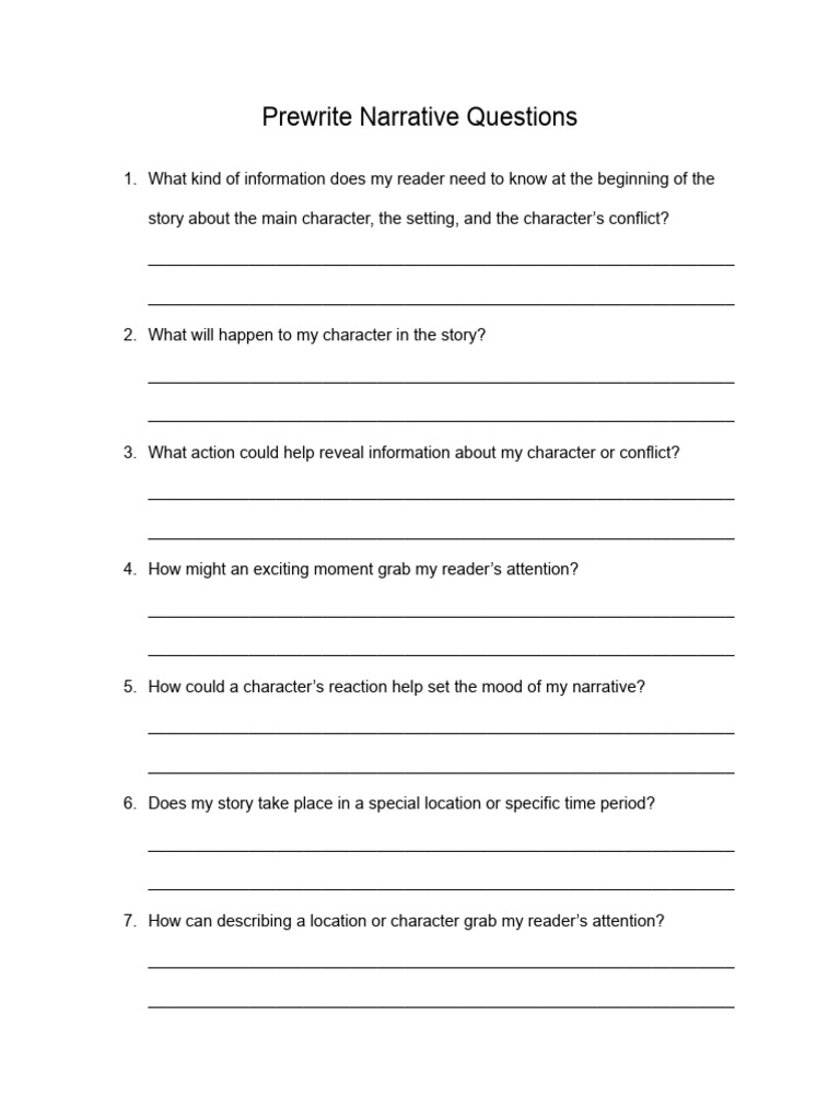 Prewrite Narrative Questions | PDF