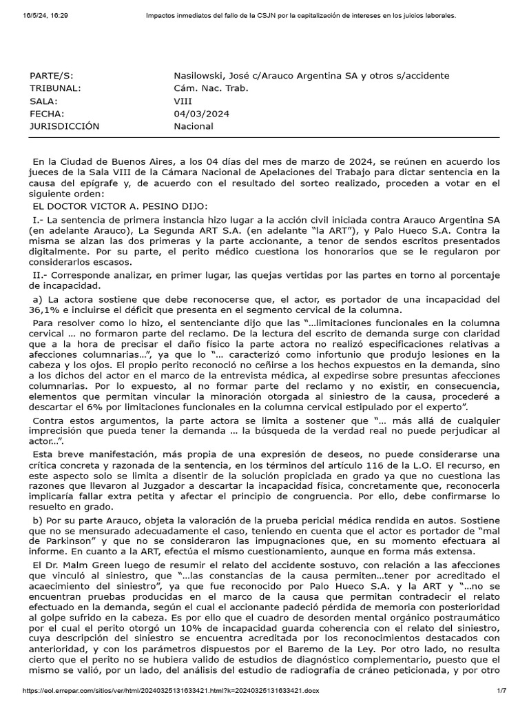 Impactos inmediatos del fallo de la CSJN por la capitalización de ...