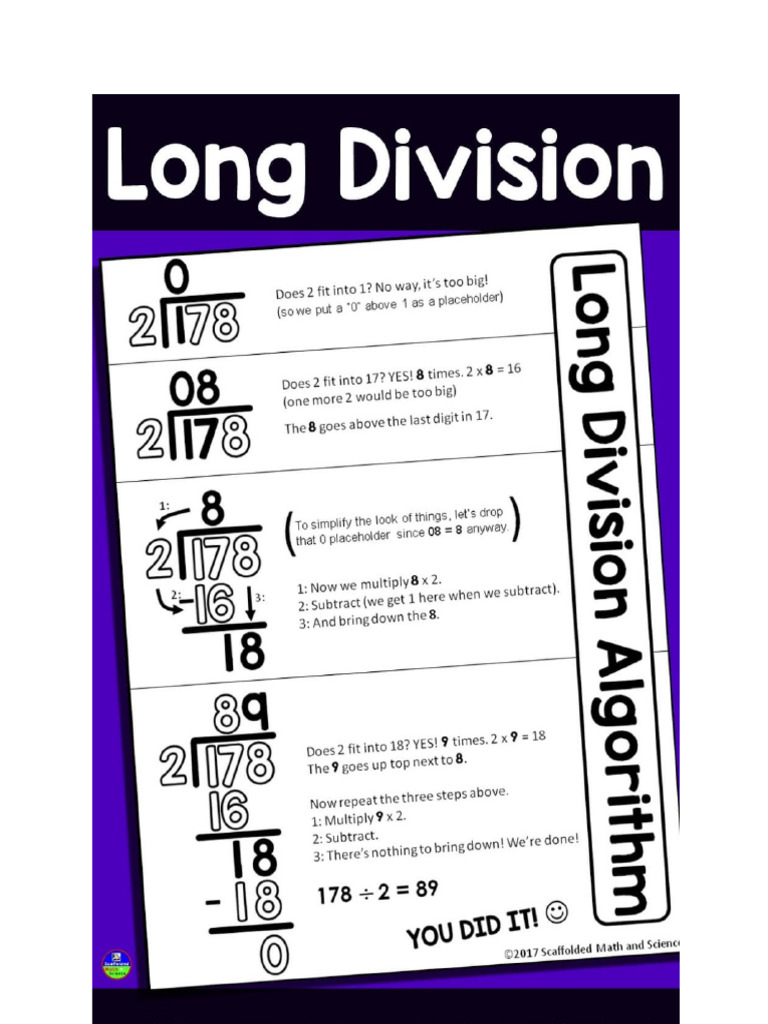 Long Dvision Steps Notes | PDF